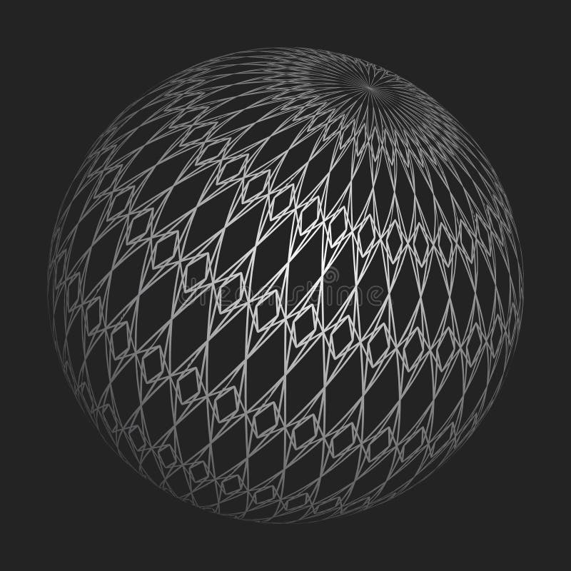3D Sphere Mesh Grid. Ball or Sphere in Grid of Line. 3D Abstract Object ...
