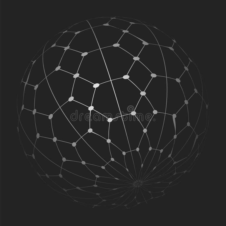 3D Sphere Mesh Grid. Ball or Sphere in Grid of Line. 3D Abstract Object ...