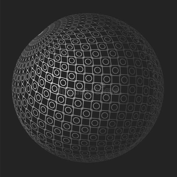 3D Sphere Mesh Grid. Ball or Sphere in Grid of Line. 3D Abstract Object ...