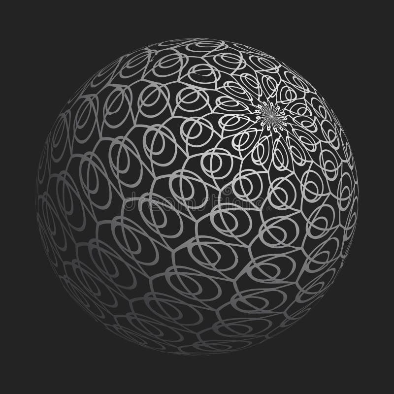 3D Sphere Mesh Grid. Ball or Sphere in Grid of Line. 3D Abstract Object ...