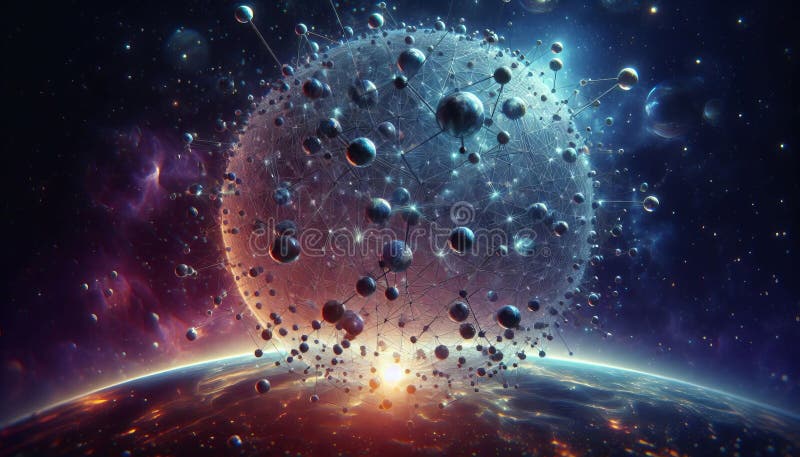 3D Sphere Molecules Galaxy Background Stock Illustration - Illustration ...