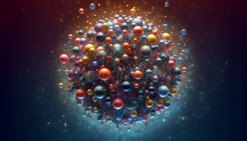 3D Sphere Molecules Galaxy Background Stock Illustration - Illustration ...