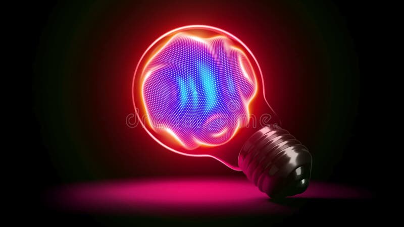 3D Sphere with Moving Waving Pixelated Surface Inside the Light Bulb ...