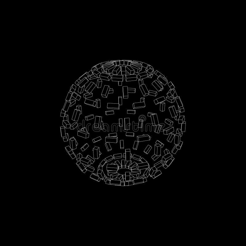 3d Sphere from Particles.Isolated on Black.Vector Outline Illust Stock ...
