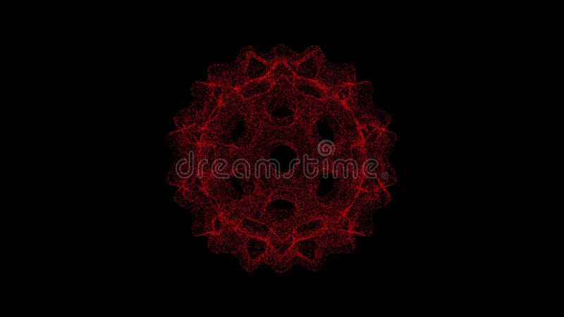 3D Sphere with Spikes on Black Background. Object Dissolved Red ...
