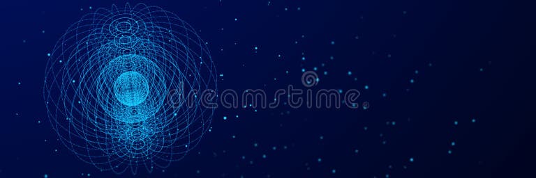 3D Sphere Structure with Connected Dots and Lines. Wireframe Construct ...