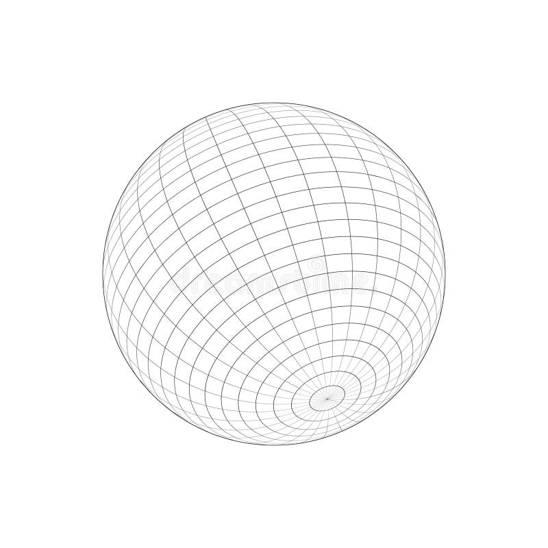 3D Sphere Wireframe with Twisted Stripes. Orbit Model, Spherical Shape ...