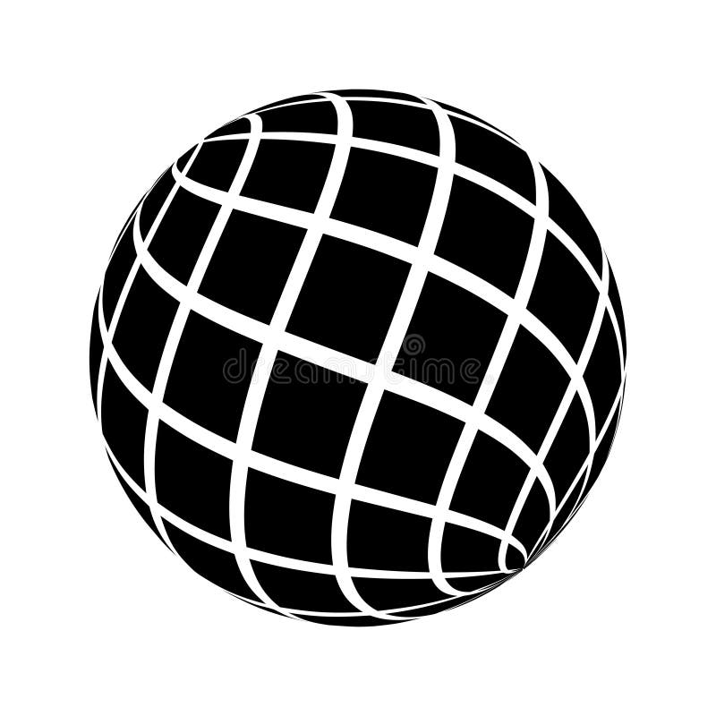 3D Sphere Wireframe with Twisted Stripes. Orbit Model, Spherical Shape ...