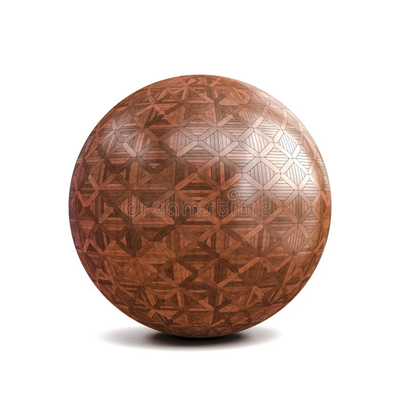 D Sphere with Wood Floor Pattern Material Stock Illustration ...