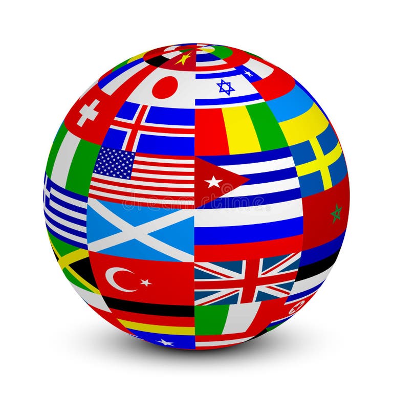 3d sphere with world flags stock vector. Illustration of european ...