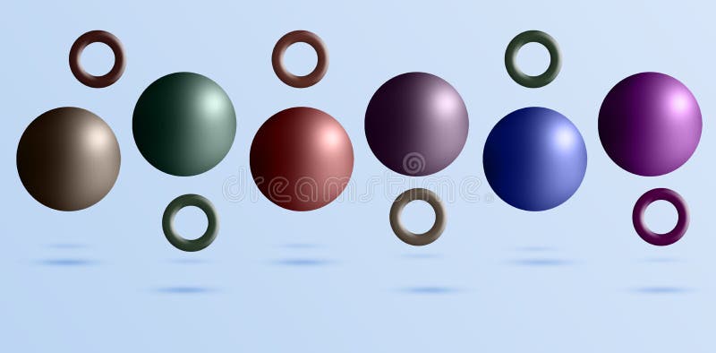 3D Spheres and Circles Motion Abstract on Blue Background. 3D Rendering ...