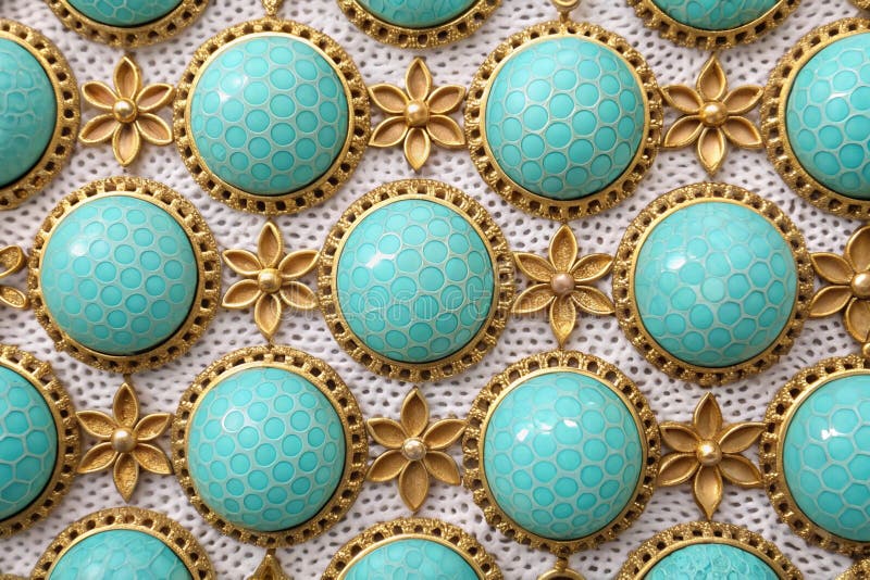 3D Spheres Seamless Pattern with Gold Frames and Floral Texture Stock ...