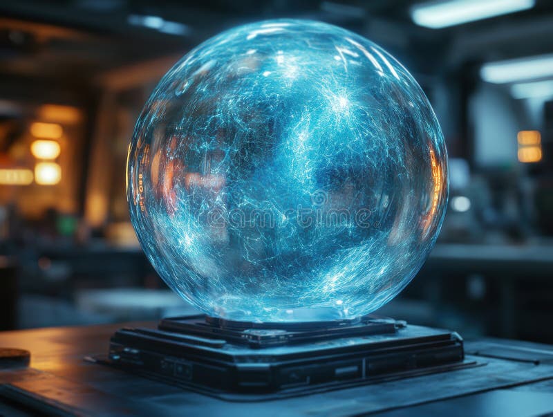 A 3D Spherical Holographic Display with Circuitry Patterns, Situated in ...