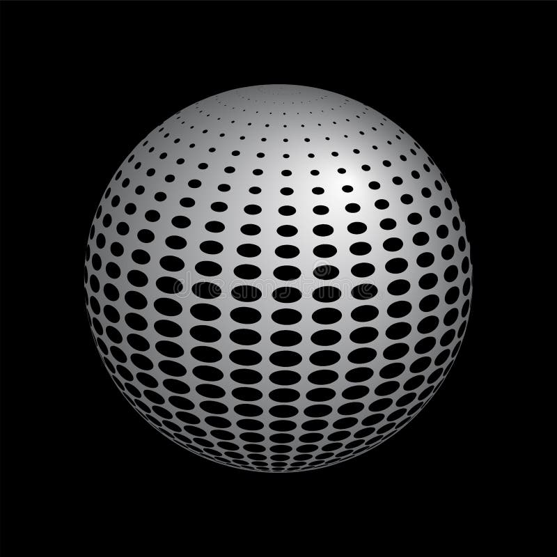 3D Spherical Shape with Geometric Pattern on Black Background Stock ...