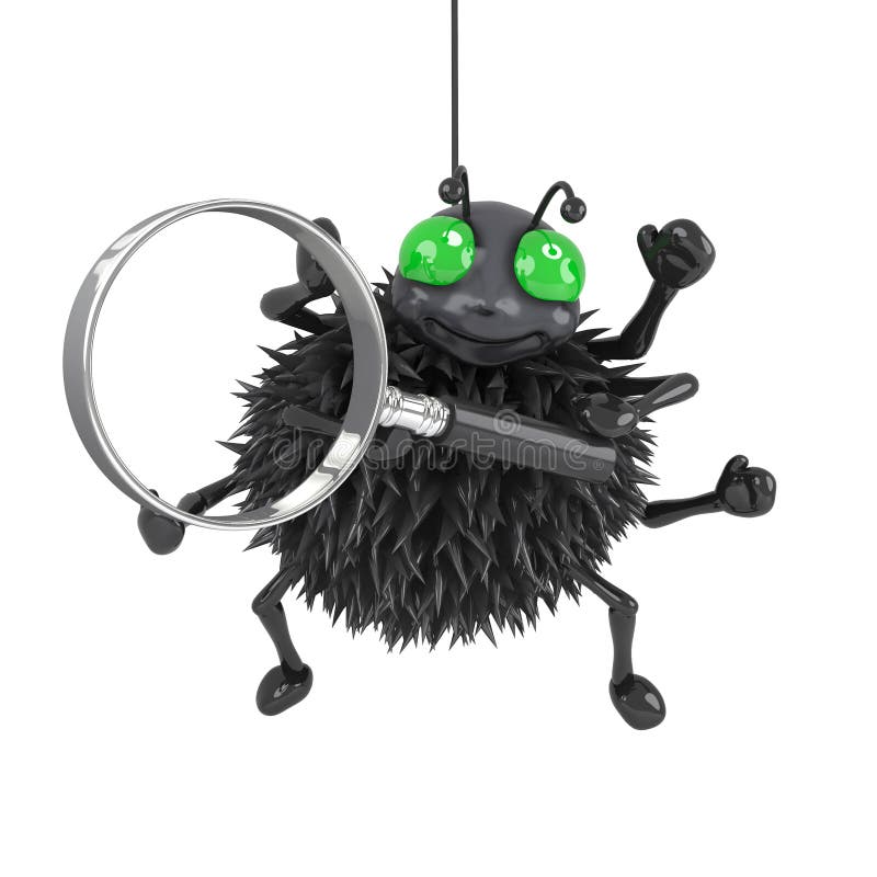 3d Spider Using a Magnifying Glass Stock Illustration - Illustration of ...