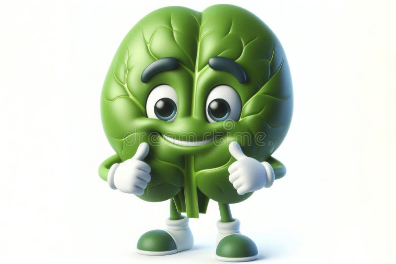 3d Spinach Character with a Smiling Face on a White Background. Ai ...