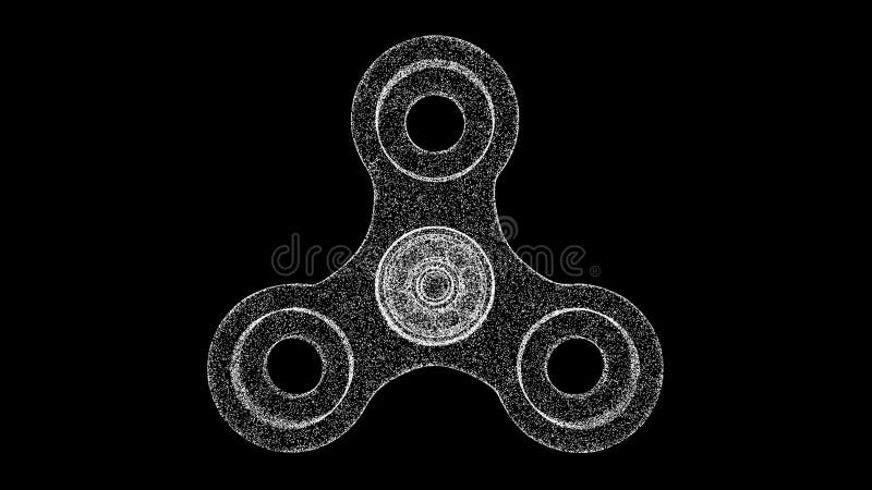 3D Spiner on Black Background. Object Made of Shimmering Particles ...
