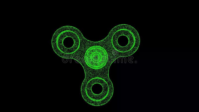 3D Spiner on Black Background. Object Made of Shimmering Particles ...