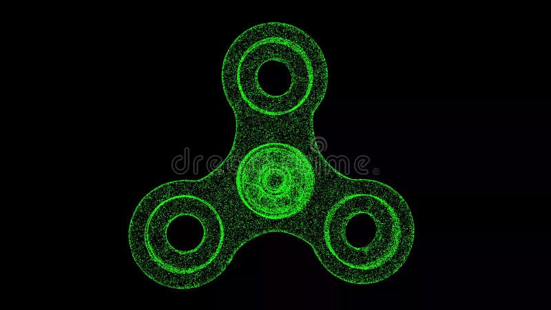 3D Spiner Rotates on Black Background. Object Made of Shimmering ...