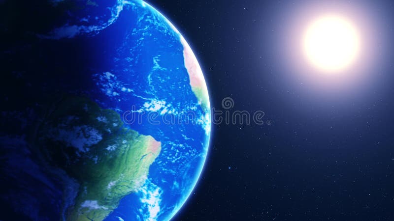 3D Spinning Planet Earth with Sun & Stars Loop Background Stock Video ...