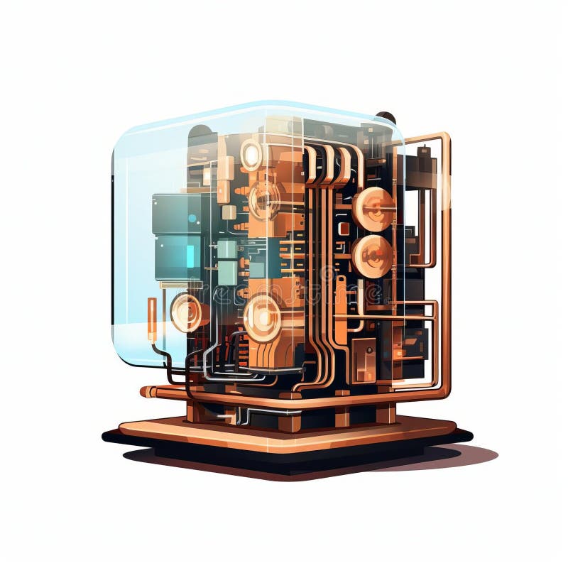 Quantum Computer 2d Sprite in Comic Style on White Background Stock ...