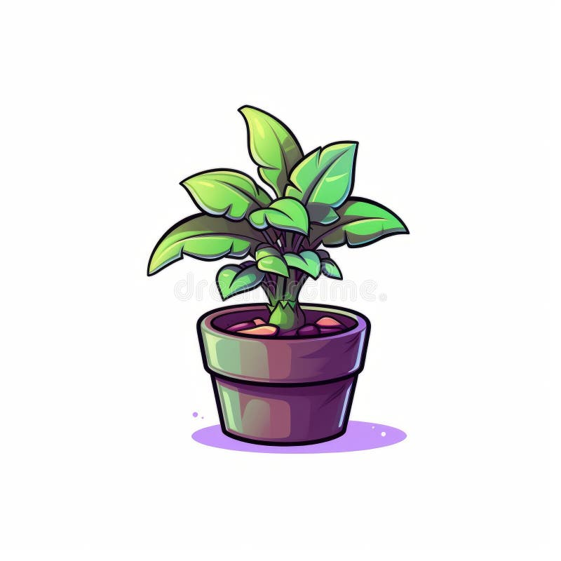 Smart Plant Pot Sprite in Comic Style Stock Illustration - Illustration ...