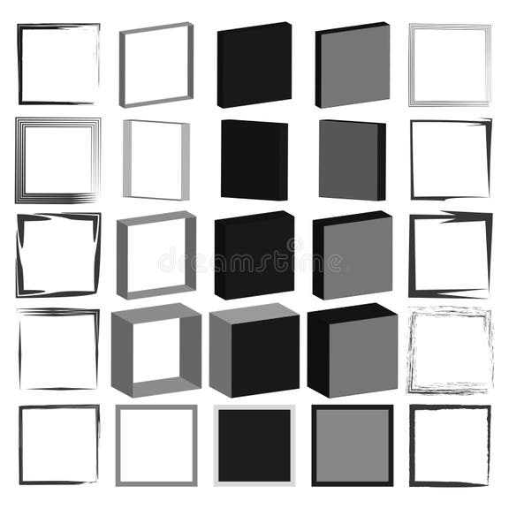 3D Square Layout. Isometric Block Design. Geometric Cube Vector. Shadow ...