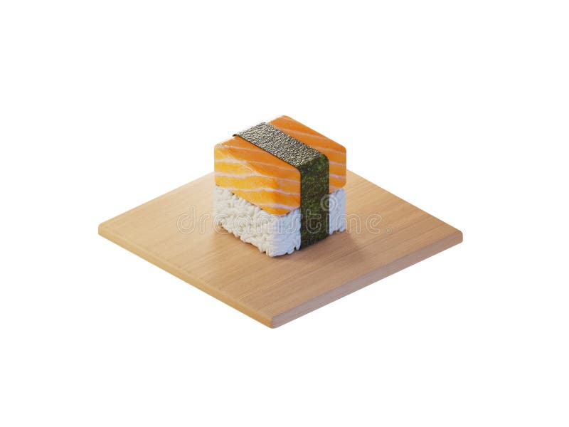 3d Square Salmon Sushi Isometric Concept Stock Image - Image of fish ...