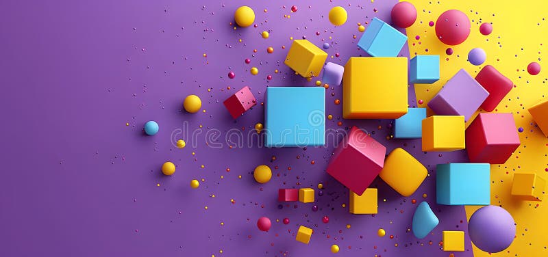 3d Square Shape Abstract Futuristic Object on Purple Background High ...
