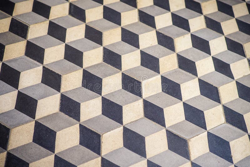 3D Square Tiles on the Floor, Cube Shapes. Optical Illusion Stock Photo ...