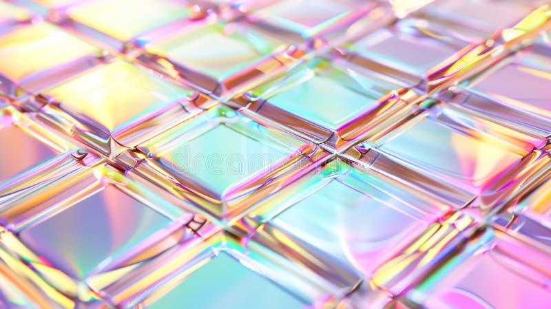3D Squares Chrome Grid on a Soft Pastel Gradient Stock Illustration ...