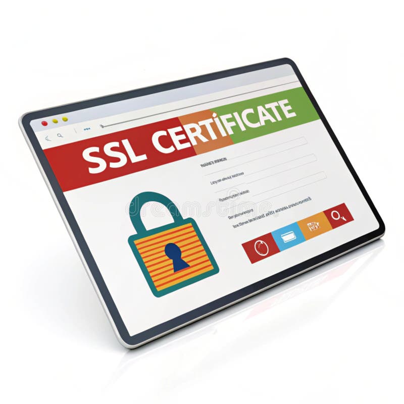 3D SSL Certificate Isolated on White Background Stock Illustration ...