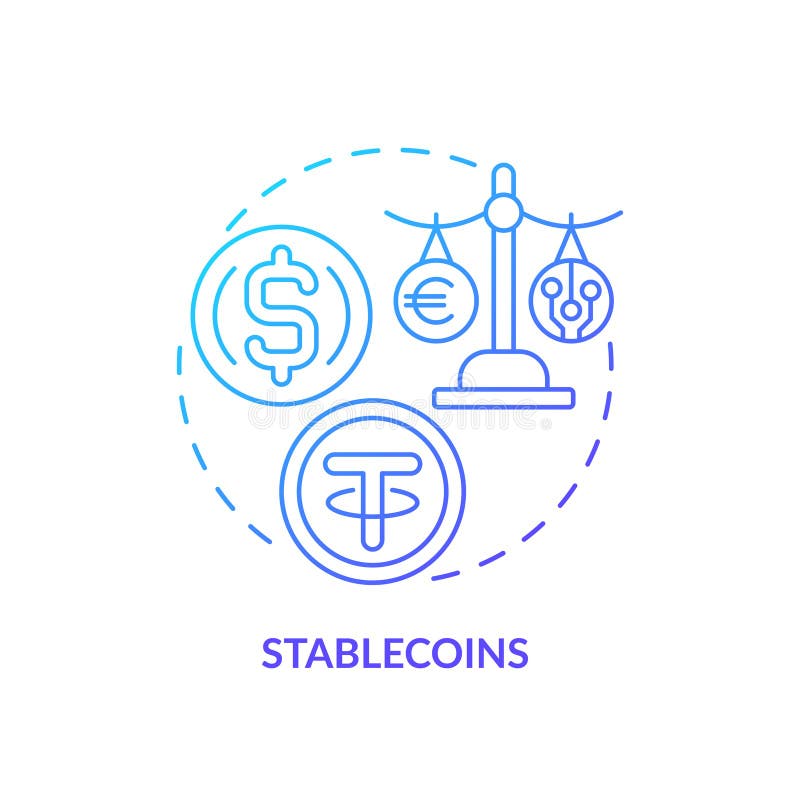 2D Stablecoins Line Icon Concept Stock Vector - Illustration of banking ...
