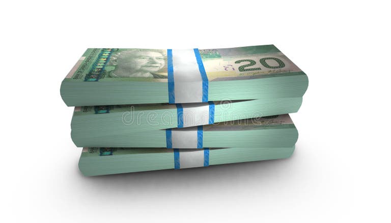 3D Stack Banknote of Canada 20 Dollars Money Editorial Photo ...