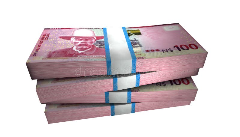 Stack of 200 Namibian Dollar Notes Isolated on Whited Background Stock ...