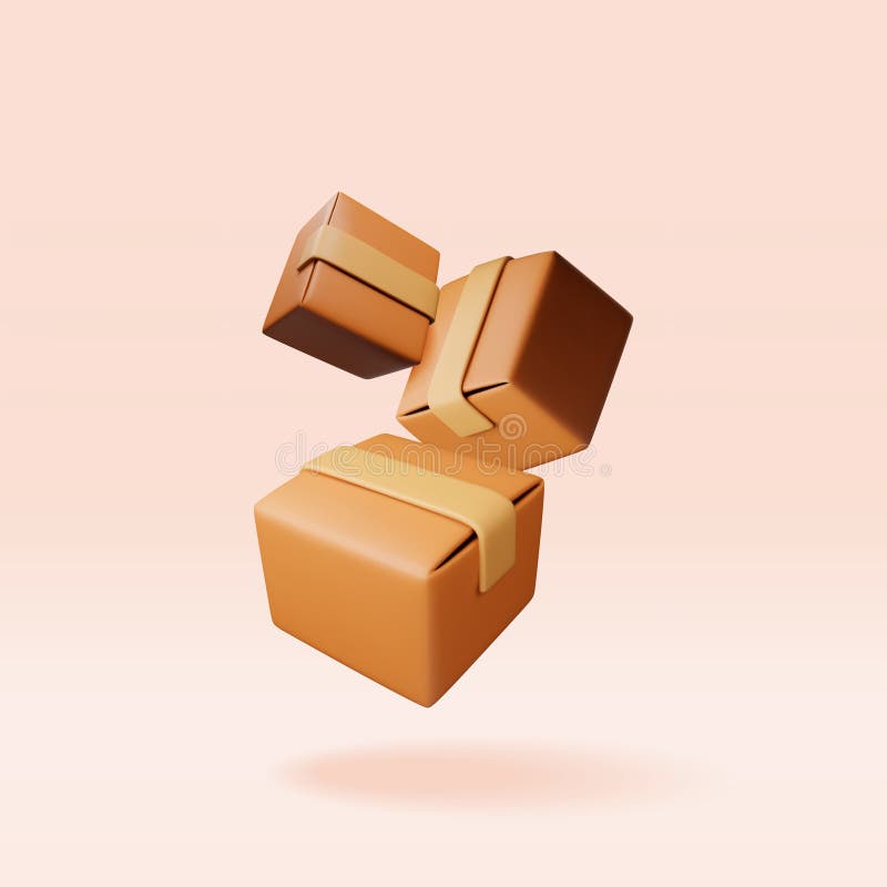 3D Stack of Cardboard Boxes Isolated. Stock Vector - Illustration of ...