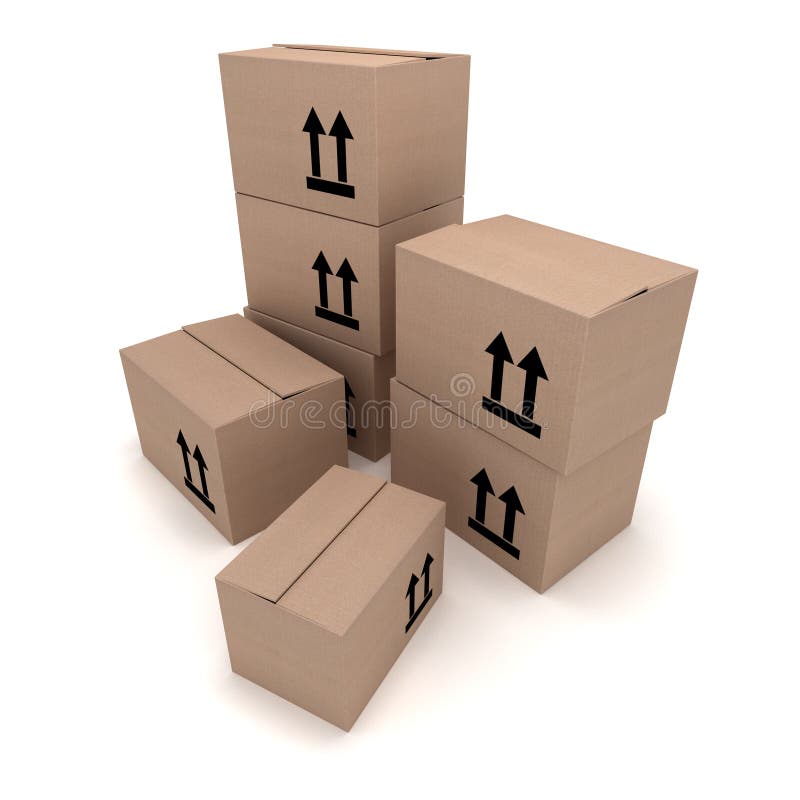 3d Stack of Cardboard Boxes Stock Illustration - Illustration of ...