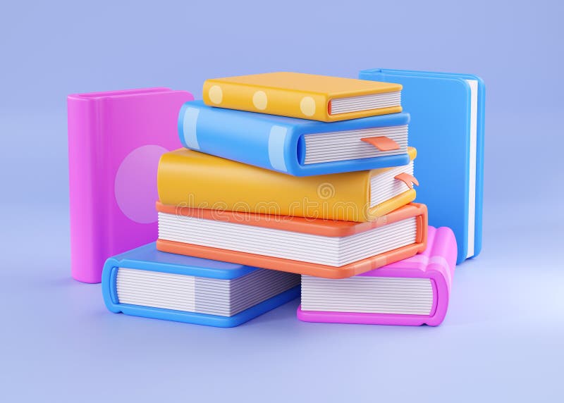 3d Stack Cartoon School Book Render Illustration. Online Store for ...