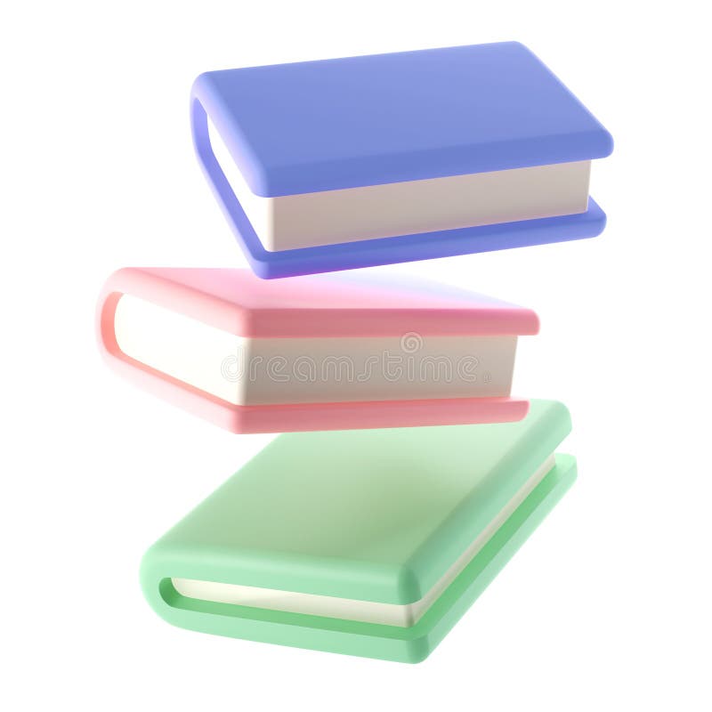 3D Stack of Closed Book Falling Down in Air Icon. Isolated with ...