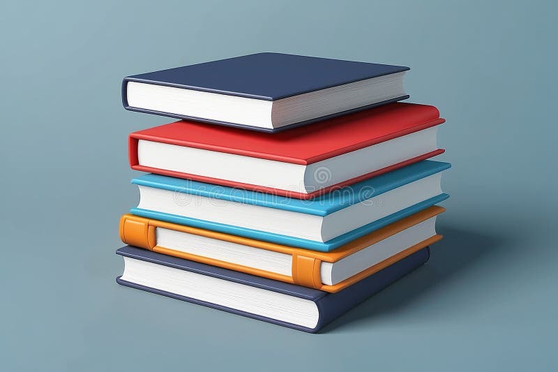 3D Stack of Closed Books Icon Isolated with Clipping Path Render ...