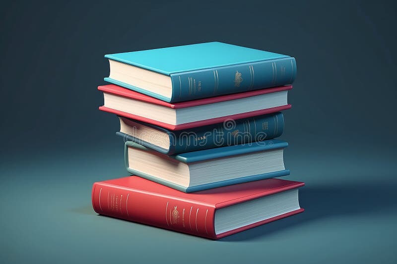 3D Stack of Closed Books Icon Isolated with Clipping Path Render ...