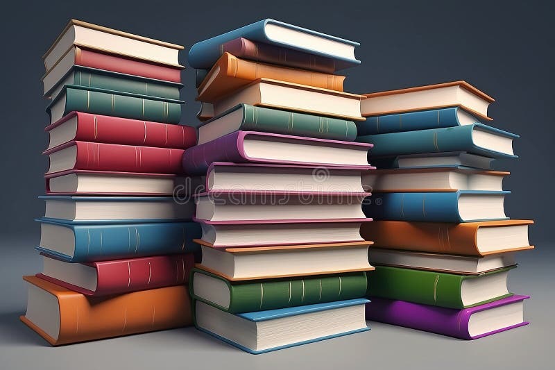 3D Stack of Closed Books Icon Isolated with Clipping Path Render ...
