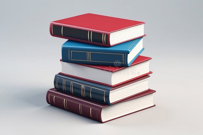 3D Stack of Closed Books Icon Isolated with Clipping Path Render ...