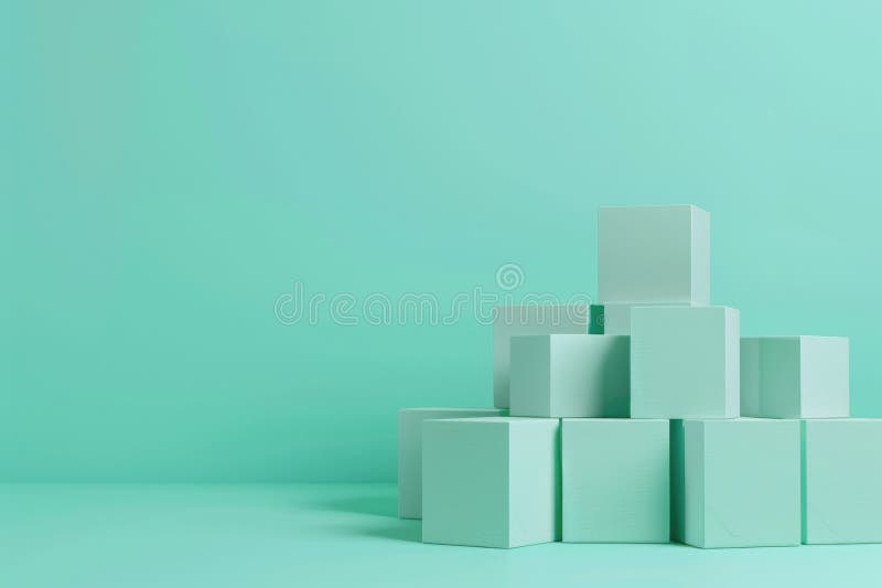 3D Stack of Empty Boxes on Teal Background - Minimalist Design for ...
