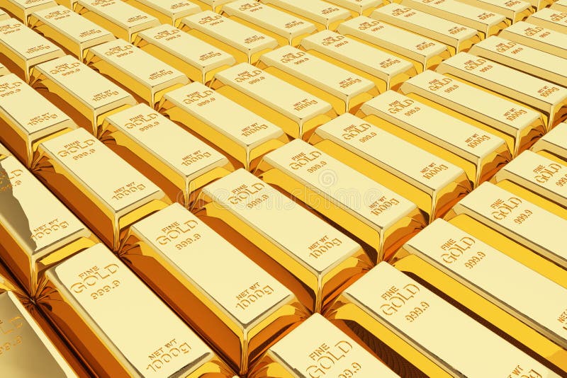 3d stack of gold bars. stock illustration. Illustration of golden ...