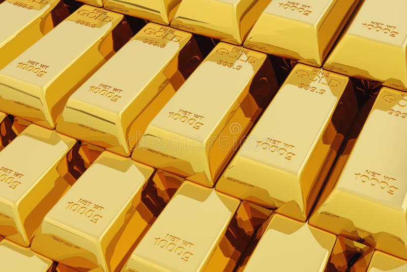 3d stack of gold bars. stock illustration. Illustration of investment ...