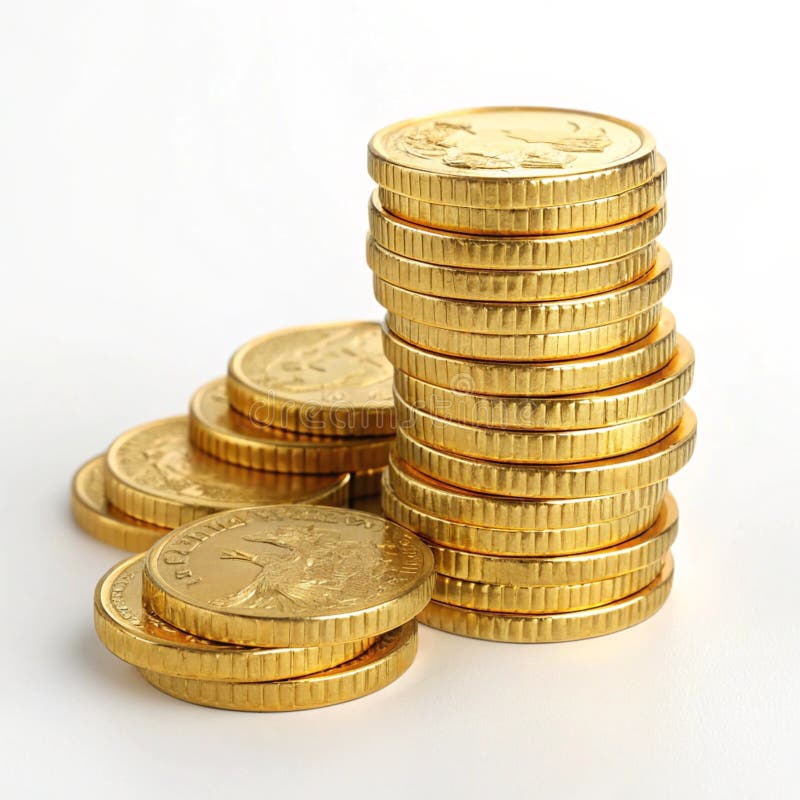 3D Stack of Gold Coins Isolated on Transparent Background Stock ...