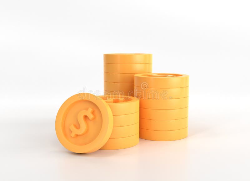 3d Stack of Gold Coins on a White Background in Cartoon Style.element ...