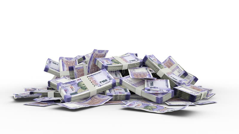 Stack of 100 Indian Rupee Notes Stock Illustration - Illustration of ...