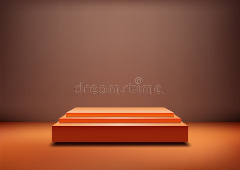 3D Stack Orange Boxes Podium Sits on a Flat Brown Background Stock ...